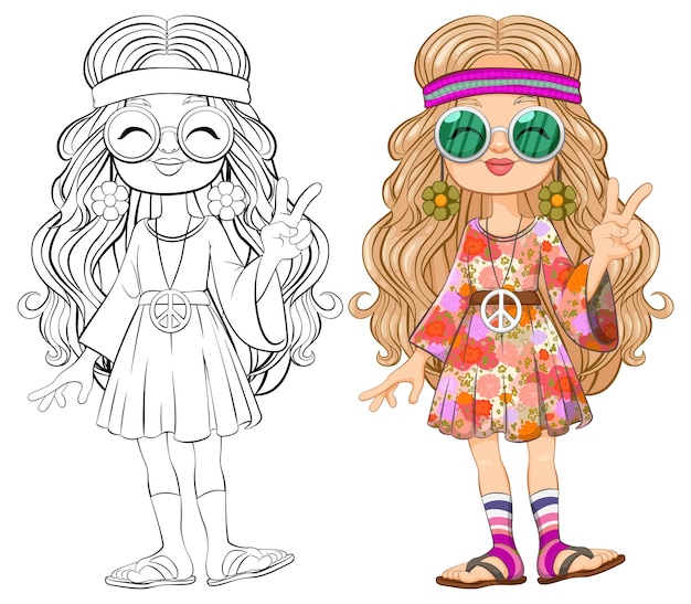 Vibrant Hippie Girl in Colorful Flower Dress | Jiffy Designs