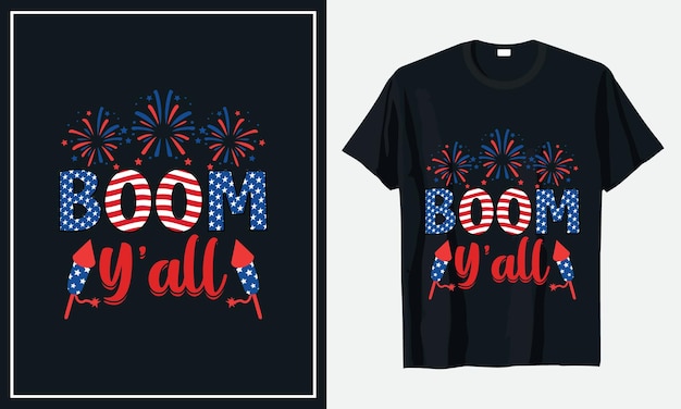 Vibrant Fireworks Celebration: 'Boom Y'all' Design | Jiffy Designs