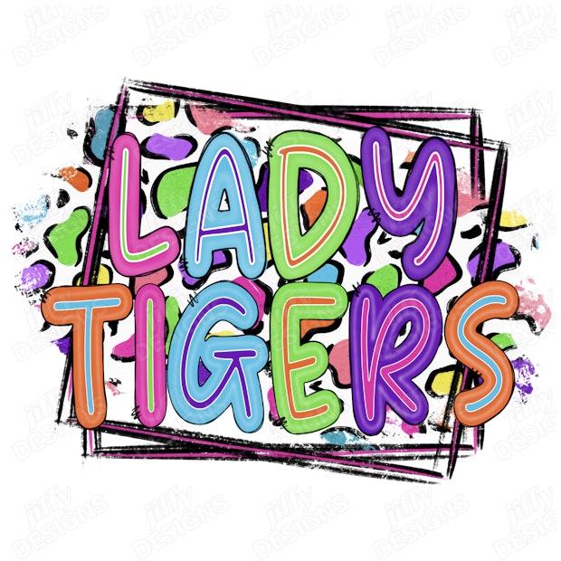 'Lady Tigers' Vibrant Graffiti-Style Text in Colorful Cartoon Bubble ...
