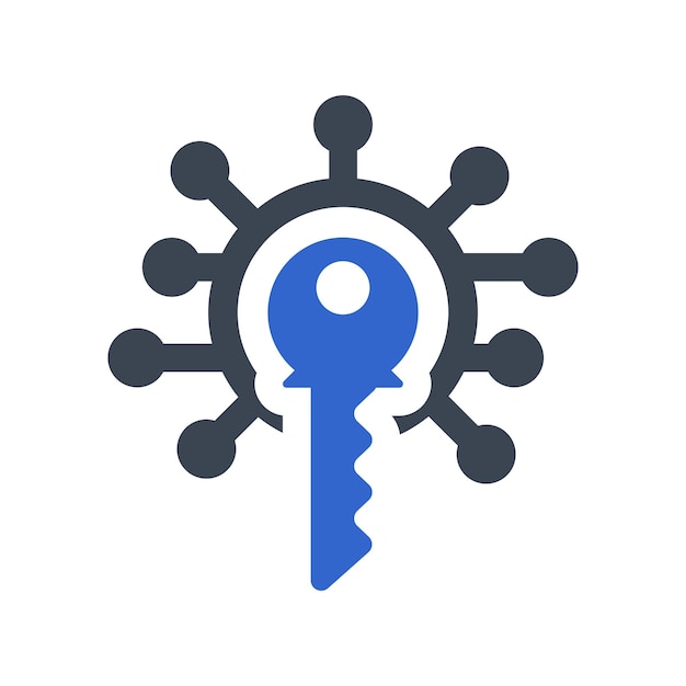 Stylized Key Surrounded by Abstract Shapes in Blue | Jiffy Designs