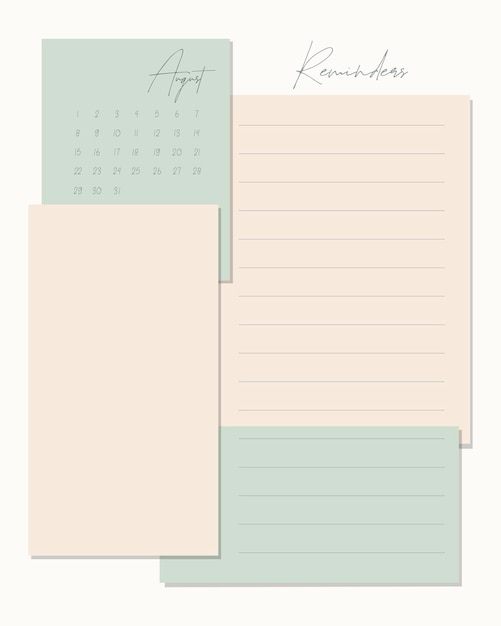 Minimalist Calendar and Lined Notepad with Handwritten Text | Jiffy Designs