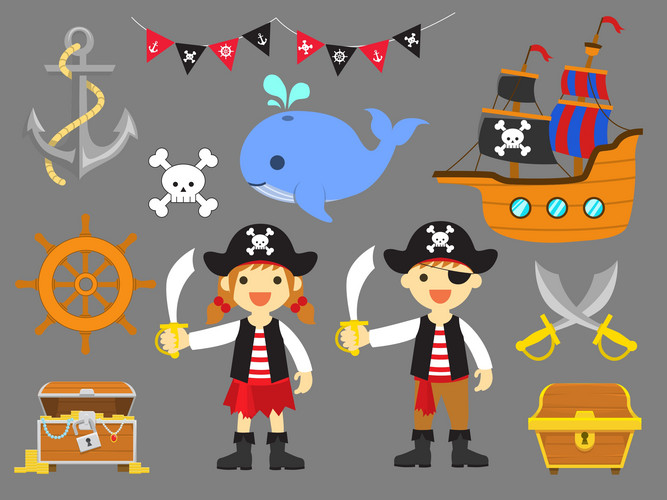 Ahoy Matey Summer Fun Pirate Children Clip Art Vector | Jiffy Designs