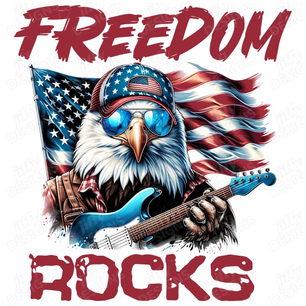 'Freedom Rocks' Featuring Fierce Eagle with American Flag | Jiffy Designs