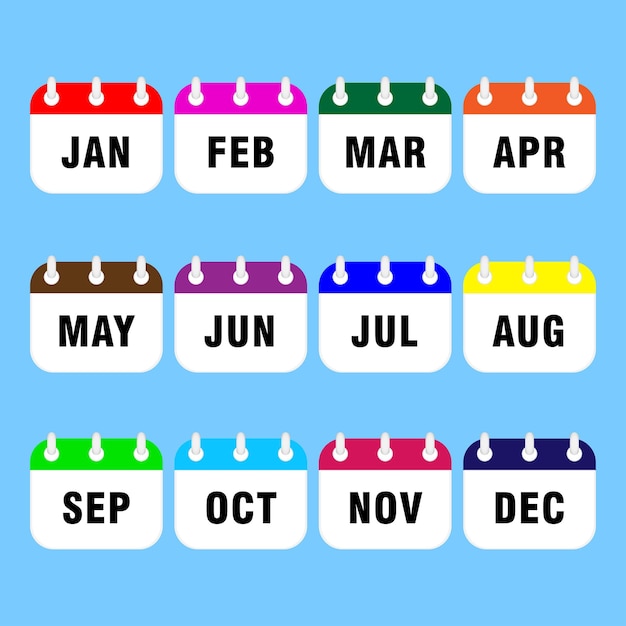 Colorful Calendar Months Displayed on Stylized Tags | Jiffy Designs