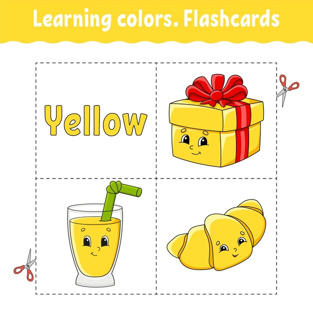 Cheerful Yellow-Themed Learning Flashcards for Children | Jiffy Designs
