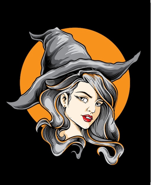 Enchanting Witch with Flowing Hair in Moonlit Skies | Jiffy Designs