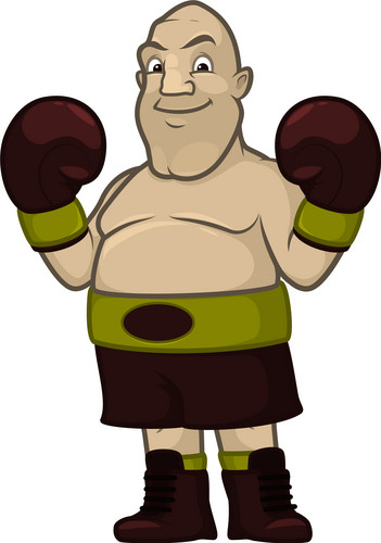 Tall Bald, Potbellied Heavyweight Boxer In Black Gloves And Shorts ...