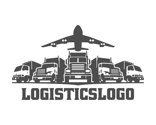 Logistics Company Logo with Trucks and Airplane Silhouettes | Jiffy Designs