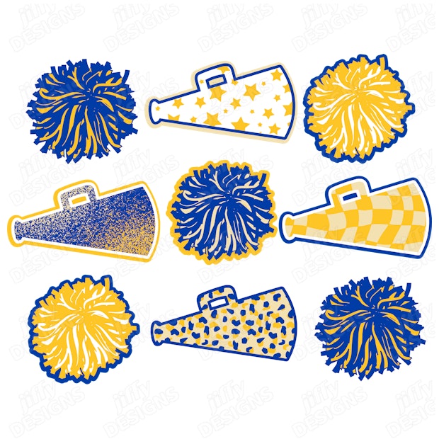 Spirited Cheer Ensemble Featuring Vibrant Pom-Poms and Megaphones in ...