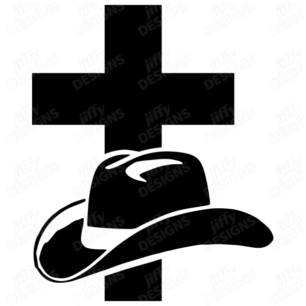 Rugged Cross and Cowboy Hat Silhouette | Jiffy Designs