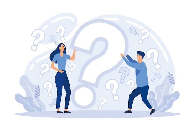 Curious Individuals Surrounded by Perplexing Question Marks | Jiffy Designs