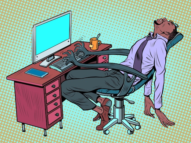 Exhausted Gamer Relaxes at Cluttered Retro Workstation | Jiffy Designs