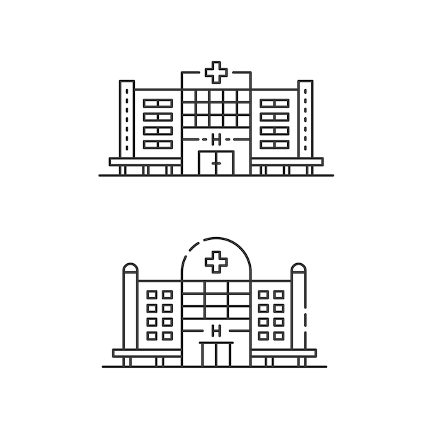 Stylized Illustrations of Modern Hospital Buildings | Jiffy Designs