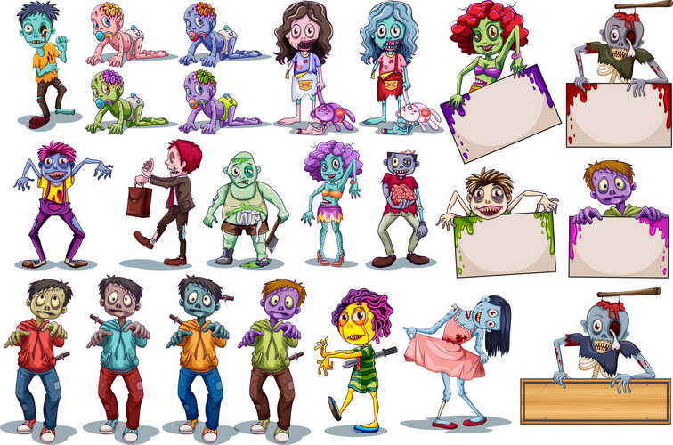 Characters Of Funny Zombies | Jiffy Designs