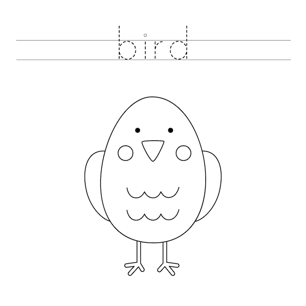 Minimalist Line Art Drawing of a Cute Baby Bird | Jiffy Designs