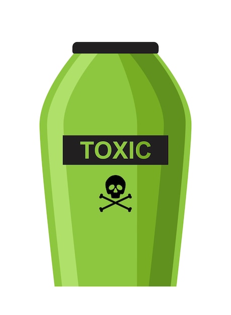 Vibrant Green Toxic Hazard Container with Skull Symbol | Jiffy Designs