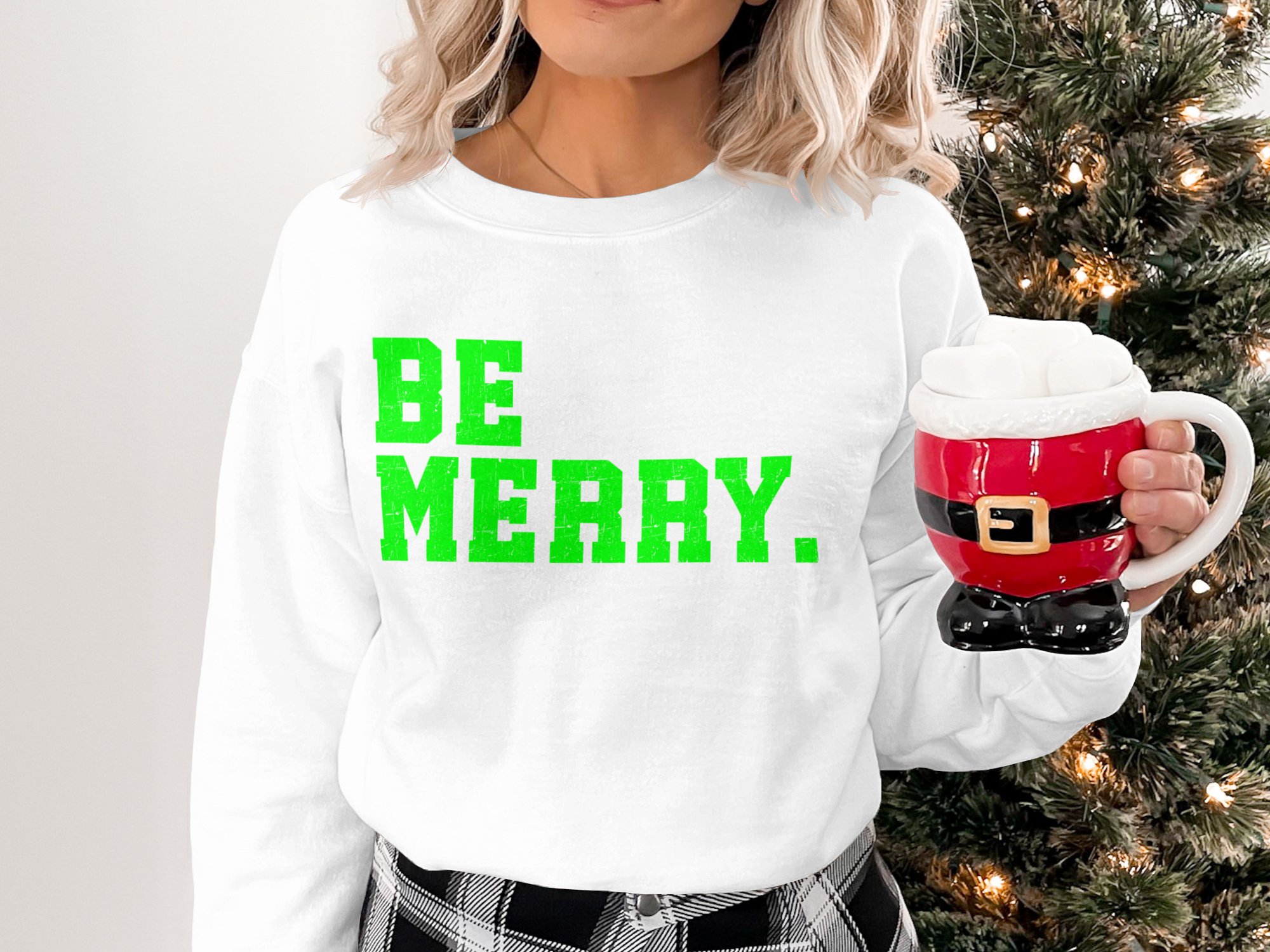 'Be Merry' Bold Neon Green Pixelated Typography | Jiffy Designs