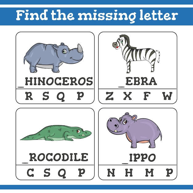 Discover the Missing Letter in These Animal Names | Jiffy Designs