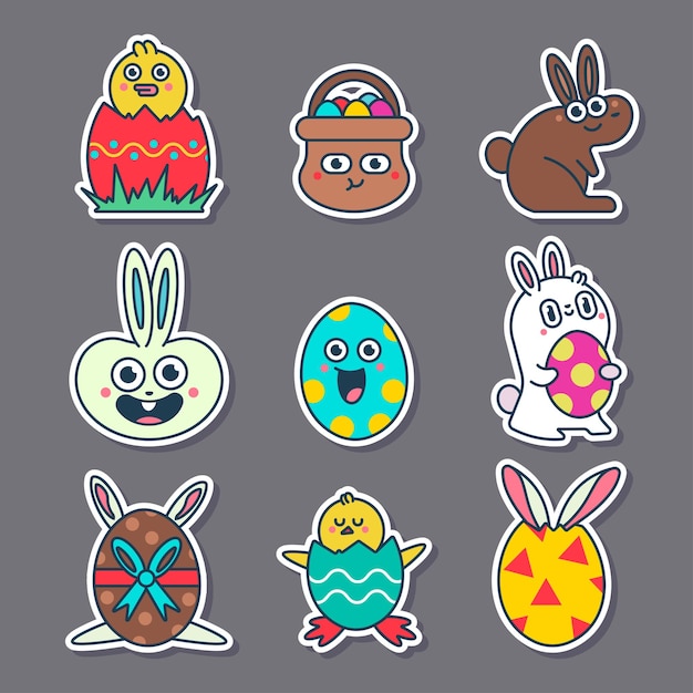 Vibrant Easter-Themed Bunny and Chick Sticker Collection | Jiffy Designs