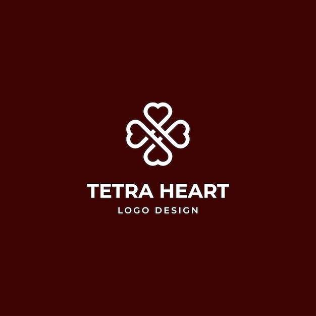 Elegant Tetra-Shaped Heart Symbol in Minimalist Style | Jiffy Designs