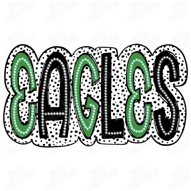 'Eagles' Stylized Text in Bold Green and Black with Dotted Patterns ...