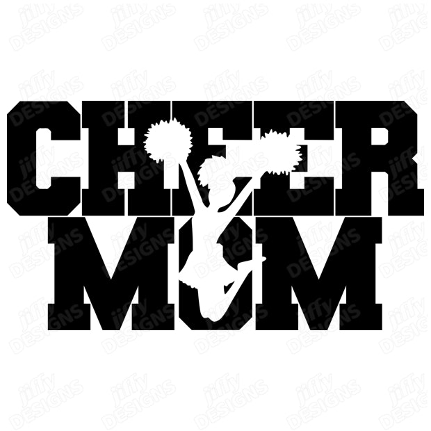 'Cheer Mom' Bold Typography with Energetic Silhouette of Cheerleader ...