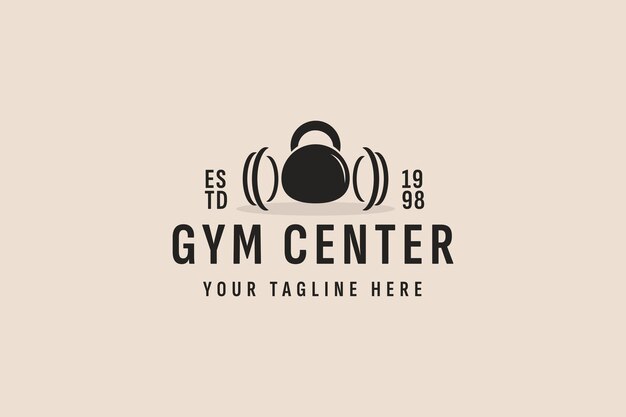 Powerful Kettlebell Silhouette Gym Center Emblem with Tagline | Jiffy ...