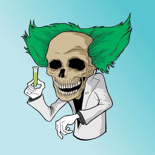 Grinning Skull with Vibrant Green Mohawk and Peace Sign | Jiffy Designs