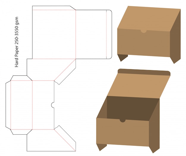 Cardboard Box Template with Folding and Cutting Lines Illustration ...