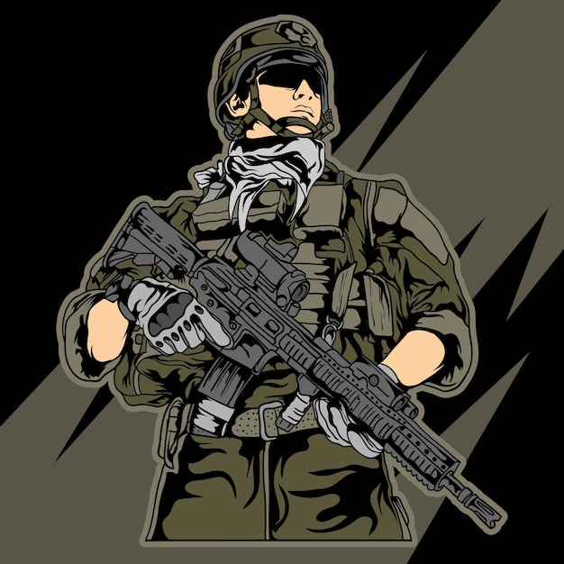 Fearless Military Warrior in Tactical Gear | Jiffy Designs