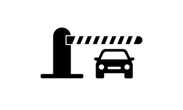 Sleek Car Passing Through Toll Booth Barrier Icon | Jiffy Designs