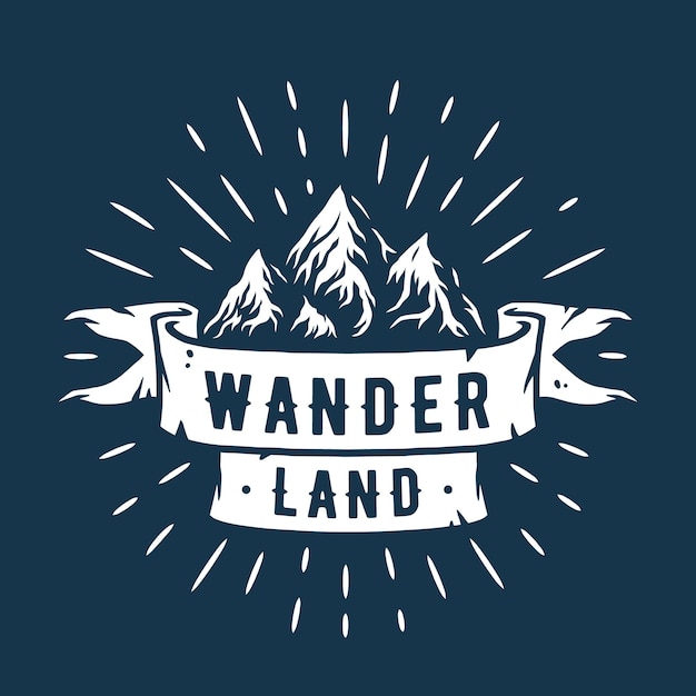 Majestic Mountain Landscape with Wander Land Banner | Jiffy Designs