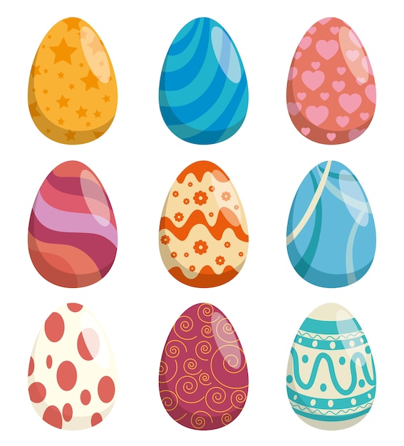 Vibrant Collection of Whimsical Easter Eggs with Diverse Patterns ...