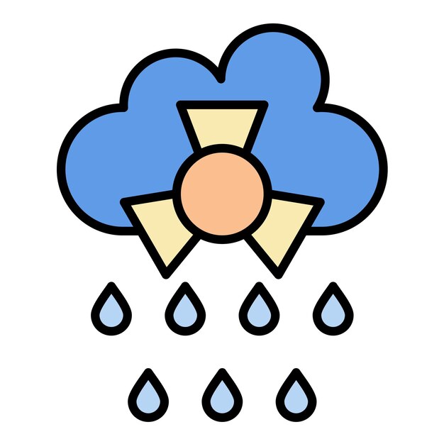 Vibrant Cloud with Falling Raindrops Symbol | Jiffy Designs
