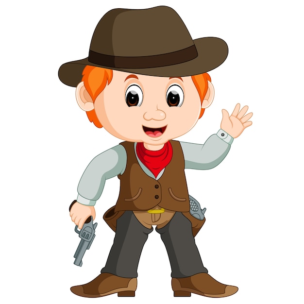 Friendly Cowboy Waving Hello in Colorful Cartoon Style | Jiffy Designs