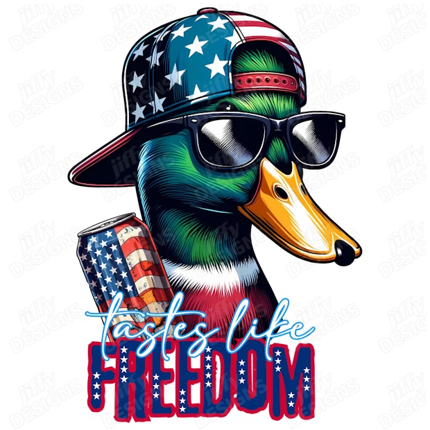 'Tastes Like Freedom' Patriotic Duck with American Flag Cap and ...