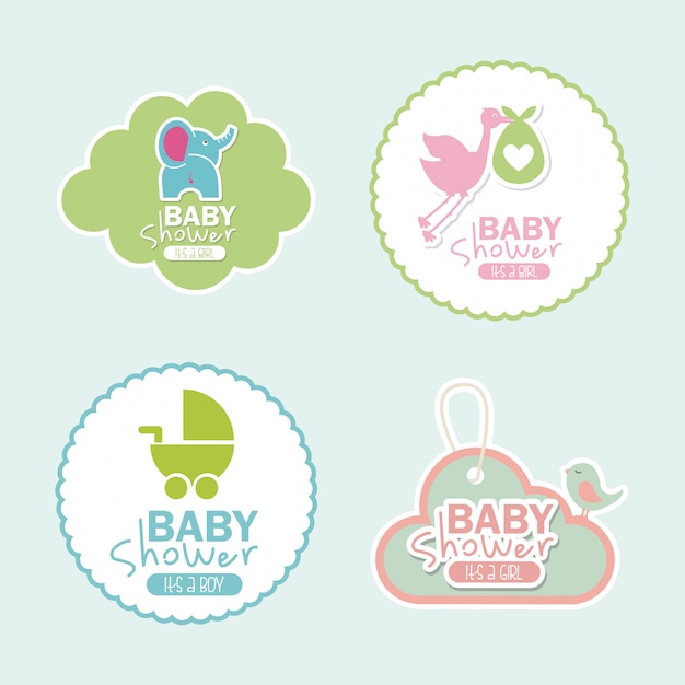 Delightful Baby Shower Badges Collection with Cute Icons | Jiffy Designs