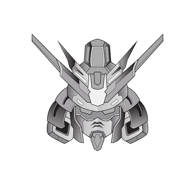Futuristic Mech Warrior Emblem in Striking Monochrome | Jiffy Designs