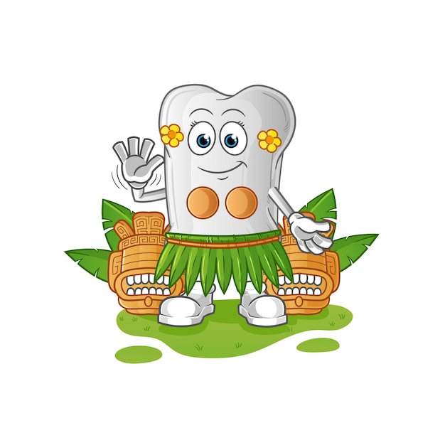 Cheerful Tooth Character Waving Amid Tropical Foliage | Jiffy Designs