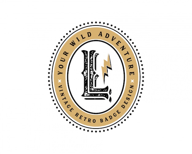 Vintage Retro Badge with Lightning Bolt Emblem | Jiffy Designs