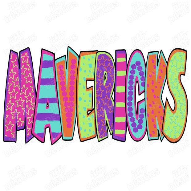 'Mavericks' Vibrant Psychedelic Lettering with Colorful Patterns and ...