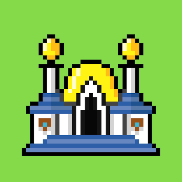 Retro Pixel Art Castle with Glowing Torches | Jiffy Designs