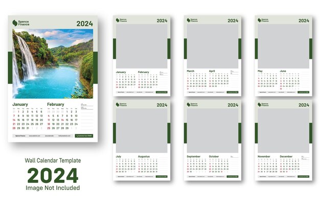 Serene Waterfall Cascading Through Lush Green Landscape 2024 Calendar ...