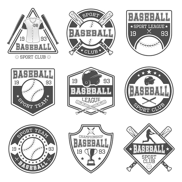 Vintage Baseball Emblem Collection with Diverse Graphic Elements ...