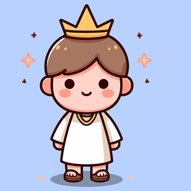 Adorable Cartoon Prince in Regal Crown and Robes | Jiffy Designs