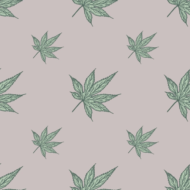 Seamless Pattern of Green Cannabis Leaf Illustrations | Jiffy Designs