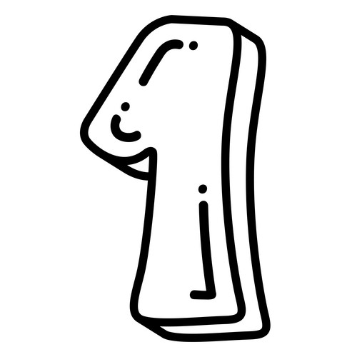 Cute Funny Number 1 Vector Illustration, Funny Cartoon Number One Font ...