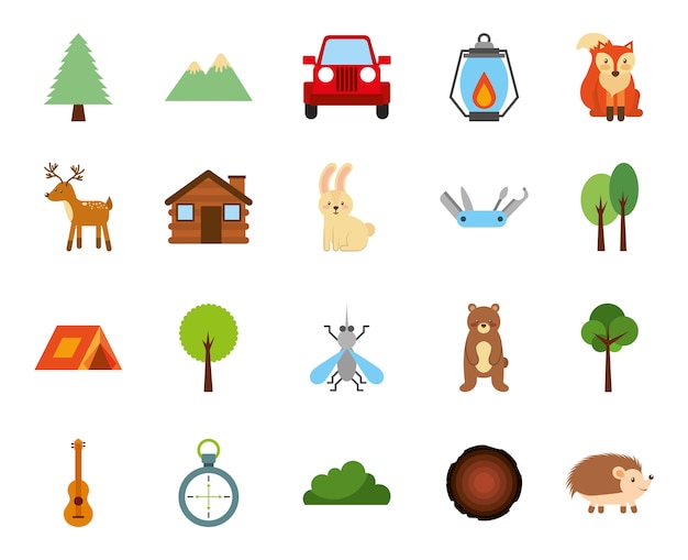 Charming Collection of Outdoor Adventure Icons and Symbols | Jiffy Designs