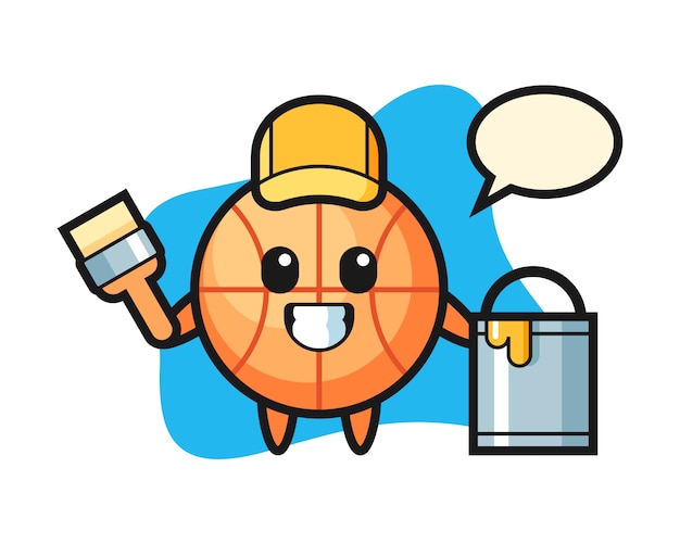 Cheerful Basketball Character Holding Paint Brush and Can | Jiffy Designs