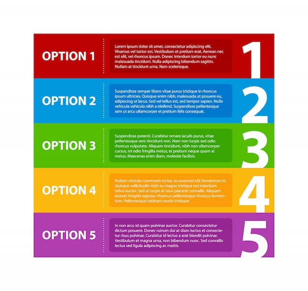 Vibrant Numbered Options for Presentations and Infographics | Jiffy Designs